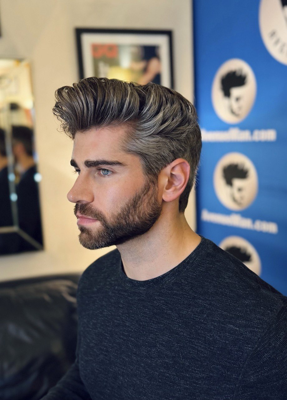 Modern Messy Pompadour with Avenue Man Hair Products – Haircuts By Sergio